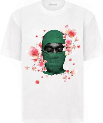 Ih Nom Uh Nit IH NOM UH Nit, Homme, Tops, Blanc, Taille: 3XL Mask Flowers Print T-Shirt