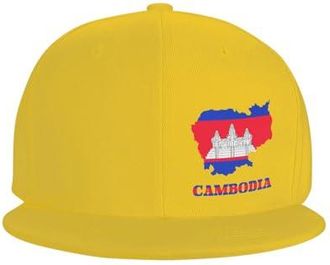 Generic Drapeau du Cambodge Carte du Cambodge Femme Homme Casquette Hip Hop L&egrave;g&eacute;re Chapeaux Pare-Soleil Protection Solaire Snapback Chapeau pour Camping Truck