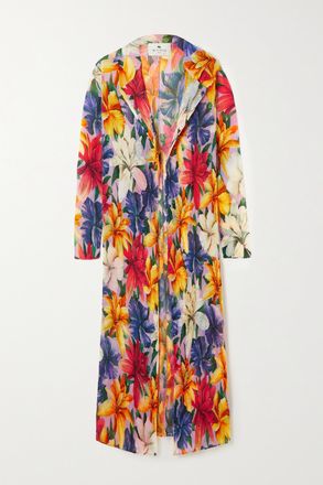 Etro Bedruckter Mantel Aus Plissierter Gaze - Blau