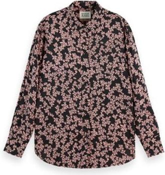 Scotch & Soda Printed Relaxed Fit Shirt, Nieuw Blossom Print Dusty Red, 40 Femmes