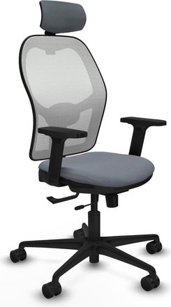 Piqueras y Crespo Ergonomischer B&uuml;rostuhl mit 2D-Armen, h&ouml;henverstellbare Lendenwirbelst&uuml;tze und Kopfteil, h&ouml;henverstellbar und neigbar, Wei&szlig;/Grau