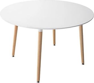 Happy Garden Table Ronde Martha 120cm Blanche. Table de Salle à Manger Ronde de Style scandinave pour 4 Personnes