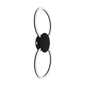 Eglo Applique murale LED Venticello, lampe int&eacute;rieure, chambre, deux anneaux LED, m&eacute;tal noir, lumi&egrave;re blanc chaud