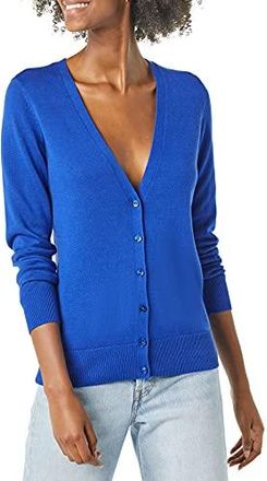 Amazon Essentials Cardigan léger à col en V (Grande Taille Disponible) Femme, Bleu Vif, XXL