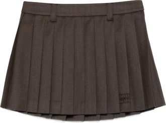 Miu Miu jupe &agrave; design pliss&eacute; - Marron