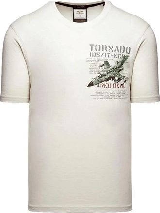 Aeronautica Homme, Tops, Blanc, Taille: 3XL T-shirt en coton avec imprim&eacute; Tornado Ts2537Uj00727