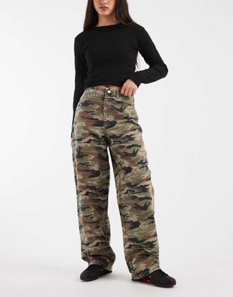 Miss Selfridge Jean baggy &agrave; imprim&eacute; camouflage-Multicolore