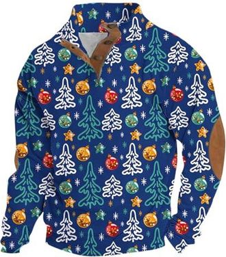 Generic Sweatshirts pour hommes pulls de Noël pour hommes sweatshirts tendance flocon de neige imprimé graphique sweatshirt surdimensionné à manches longues c