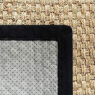 Safavieh Naturfaser Teppich f&uuml;r Wohnzimmer, Esszimmer, Schlafzimmer - Natural Fiber Collection, Kurzer Flor, Nat&uuml;rlich und Schwarz, 76 X 122 cm