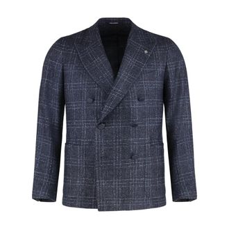 Tagliatore Doppelreihiger Blazer mit Karomuster - - Suits - Herren - Blau - XL