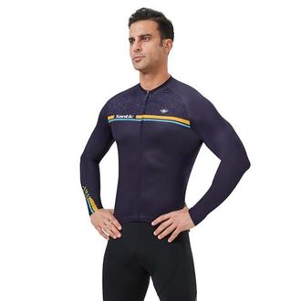Santic Maillot Cyclisme Homme avec Manches Longues,Maillot Cycliste Homme,Maillot V&eacute;lo Long avec Poches Bleu Marine EU XXL