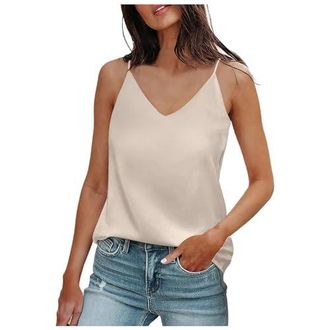 Generic D&eacute;bardeur daffaires habill&eacute; pour femme 2025 tendance en satin de soie ample sans manches chemises d&eacute;contract&eacute;es bretelles spaghetti basique coupe ampl