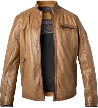 Milestone Herren Lederjacke braun Lammnappa unifarben