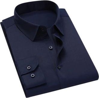 Generic Chemise daffaires de couleur unie d&eacute;contract&eacute;e &agrave; manches longues pour homme, noir fonc&eacute;, 4XL