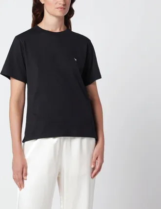 Max Mara Schwarzes T-Shirt aus Baumwolle mit Logostickerei