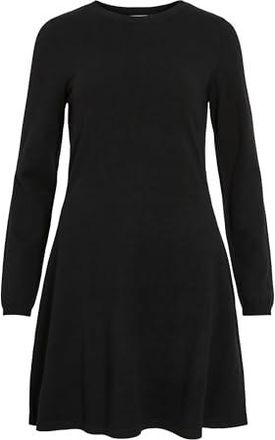 Vila Vila Vicomfy A-Line O-Neck Knit Dress-Noos Robe en Tricot à col Rond, Noir, L Femmes
