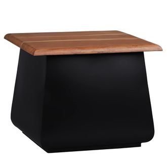 WOMO-DESIGN Beistelltisch Sheffield 50x40x50cm rechteckig Schwarz-Natur Akazienholz Metall Unikat Handgefertigt Massivholz M&ouml;bel Wohnzimmertisch Couchtisch Sofati
