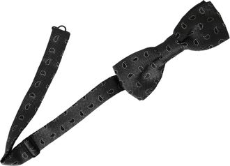 Dolce & Gabbana Black Silk Patterned Adjustable Neck Men Bow Tie