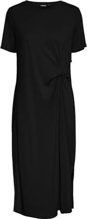 Pieces Pcanora SS O-Neck Midi Knot Dress BC Robe, Noir, S Femme