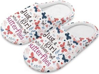 Coloranimal Pantoufles de spa &agrave; bout ferm&eacute; pour femme, chaussures dint&eacute;rieur en coton et lin, pantoufles dint&eacute;rieur en coton, Love Butterfly, 35.5/36.5 EU