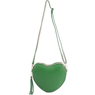 modamoda.de T267 Damen Leder Herzf&ouml;rmige Umh&auml;ngetasche Schultertasche, handmade in Italy (Blattgr&uuml;n)
