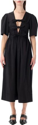 Ganni Femme, Robes, Noir, Taille: 38 FR Robe en coton stretch