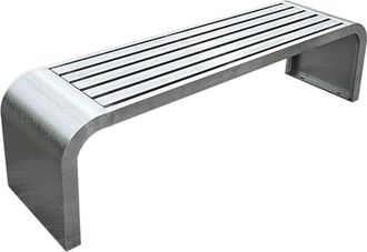 Generic Gartenbank Wetterfest 2-4 Sitzer R&uuml;ckenkufenlose Edelstahl-Sitzbank Moderne Parkban F&uuml;r Balkon, Terrasse & Garten, 500kg Belastbarkeit(Natural,150 * 4