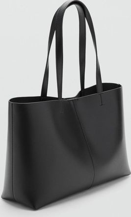 Mango Sac cabas anse double noir - Femme - Taille unique - MANGO