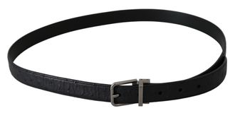 Dolce & Gabbana Mens Black Exotic Skin Pattern Silver Buckle Belt