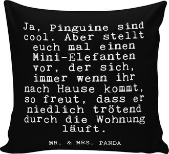Mr. & Mrs. Panda Dekokissen Ja, Pinguine, lustiger Spruch, Sofakissen, Freund, lustige Spr&uuml;che, Spruch, Kissen 40x40