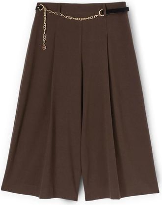 Motivi Femme, Pantalons, Brun, Taille: 40 FR Pantalon Carotte en Flanelle avec Cha&icirc;ne