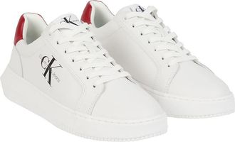 Calvin Klein Jeans Herren Chunky Sole Sneaker Chunky Cupsole Monologo Schuhe, Wei&szlig; (White/Merlot), 44