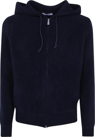 Gran Sasso Boucl&eacute;-Pelzstich-Jacke mit Kapuze - - Sweatshirts & Hoodies - Herren - Blau - 2XL