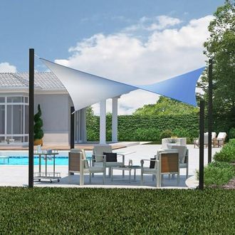 Coolaroo Dualshade Outdoor-Sonnensegel mit 95% UV-Schutz und Montageset, 365,8 x 365,8 cm, quadratisch, Farbe: Santorini