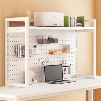 Generic Schreibtisch Bücherregal, mit Perforierter Lochplatte Höhenverstellbar, Fasst 32 Zoll Monitor auf Ablage Organizer, Tischregal für büro, Gaming Zuhaus