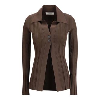 Sportmax Femme, Pulls, Brun, Taille: 38 FR Cardigan &agrave; col chemise c&ocirc;tel&eacute;