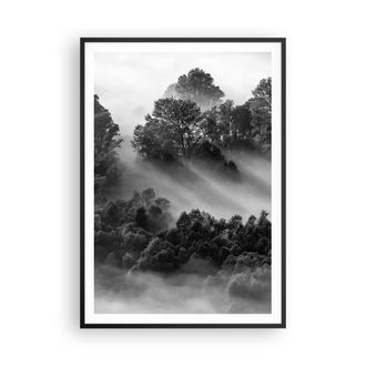 Arttor Poster Schwarzrahmen Deko 70x100cm Schwarzwei&szlig; B&auml;ume Nebel Wandposter Art Prints Wanddeko Bild Wand Kunstdruck Wandbilder Dekoration Wohnzimmer Schlaf
