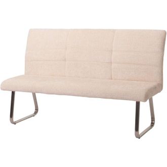 Hhg Sitzbank HHG 101, Esszimmerbank Bank, Edelstahl geb&uuml;rstet Stoff/Textil Chenille &Ouml;ko-Tex, 160cm creme