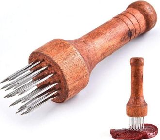 Zonfer Edelstahl Fleischklopfer Mallet Holzgriff Fleisch Blades Nadel Nahrungsmittelverarbeitung Gadget Rindfleisch Schweinefleisch Küchenzubehör