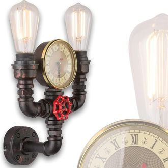 Globo Lighting Außergewöhnliche Wandleuchte - Vintage Wand Spot Wandlampe Form einer Wasserleitung 2 Spots Retro Steampunk (Wandstrahler, Flurlampe, Fassung E27, Sch
