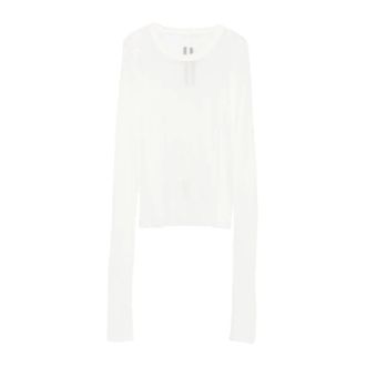 Rick Owens Femme, Tops, Blanc, Taille: 38 FR Haut à manches longues côtelé en Milk