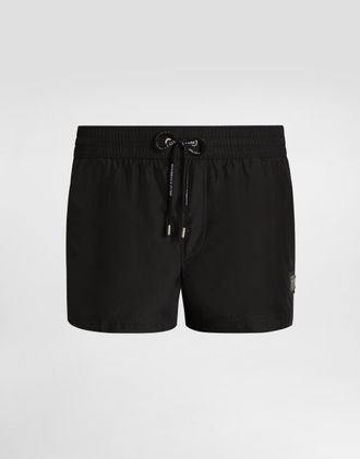 Dolce & Gabbana Short Swim Trunks With Branded Tag - Mann Beachwear Schwarz 4