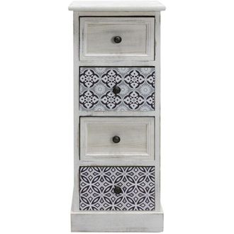 Mobili Rebecca Mobili Rebecca - Rebecca Mobili Weiß Grau Holz Schubladenblock mit 4 Schubladen für Shabby Chic Badezimmer 76x30x25 cm
