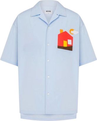 Moschino Homme, Chemises, Bleu, Taille: XS Cotton Poplin Shirt Archive