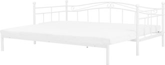 Beliani Ausziehbares Elegantes Metallbett 80 x 200 cm wei&szlig; Tulle