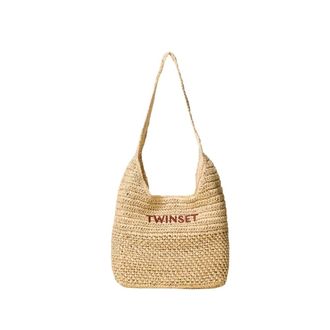 Twinset Femme, Sacs, Beige, Taille: ONE Size Hobo Raffia Bag