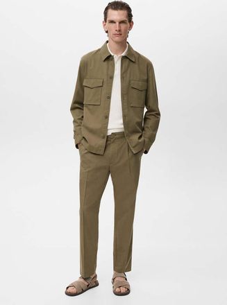 Mango Lyocell-Baumwolljacke mit Taschen khaki - Herren - XL - MANGO MAN