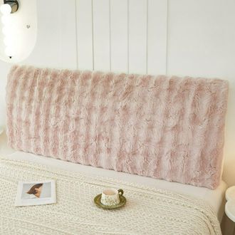 Generic Flauschiger Kaninchenfellbezug Bettkopfteil Bezug f&uuml;r Queen und King komplett aus Pl&uuml;sch staubdicht elastisch Kopfteil Bezug dehnbar gepolstert Schutz