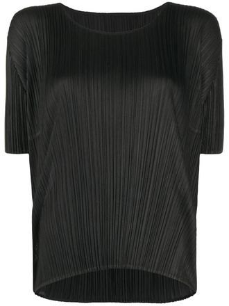 Pleats Please Issey Miyake top pliss&eacute; - Noir