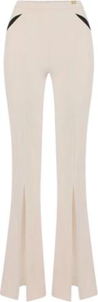 Elisabetta Franchi Femme, Pantalons, Beige, Taille: 36 FR Pantalon Cr&ecirc;pe L&eacute;ger